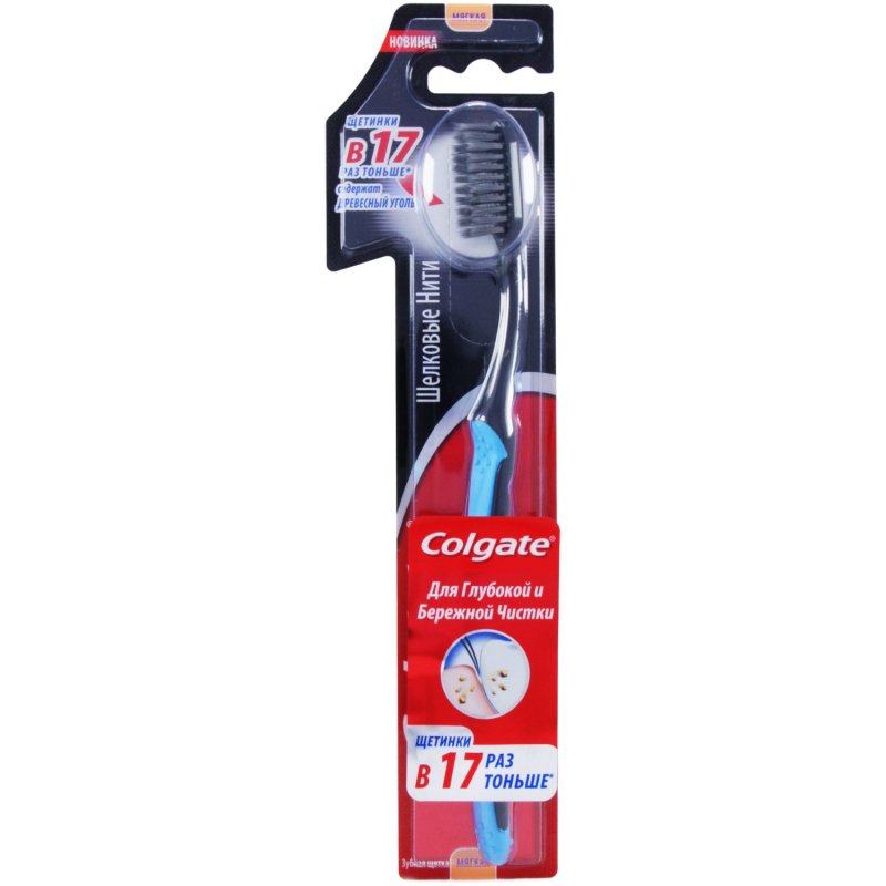 COLGATE Зубная щетка Шелковые нитки с древес. углем